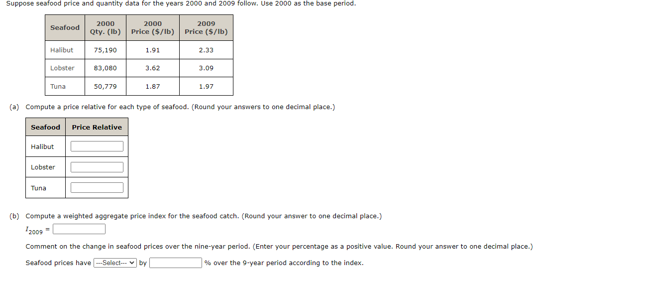 Solved (b) Compute a weighted aggregate price index for the | Chegg.com