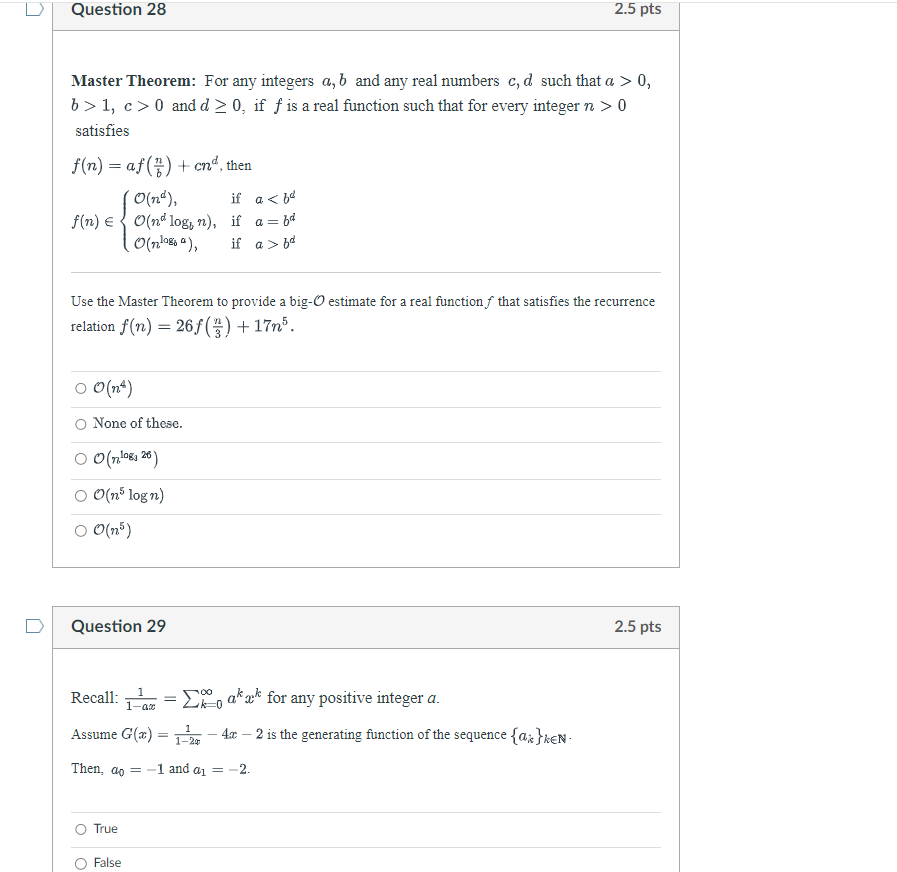 Solved Master Theorem: For any integers a,b and any real | Chegg.com