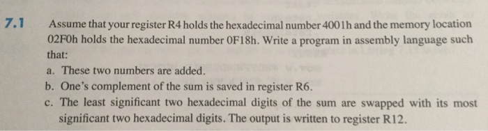 Solved Assume that your register R4 holds the hexadecimal | Chegg.com