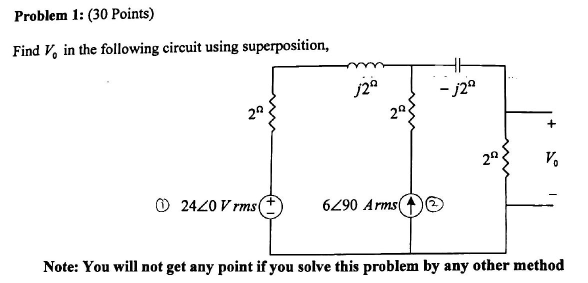 Solved Problem 1: (30 Points) Find V. in the following | Chegg.com