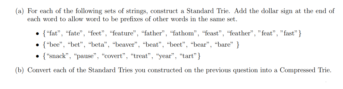 Solved (a) For each of the following sets of strings, | Chegg.com