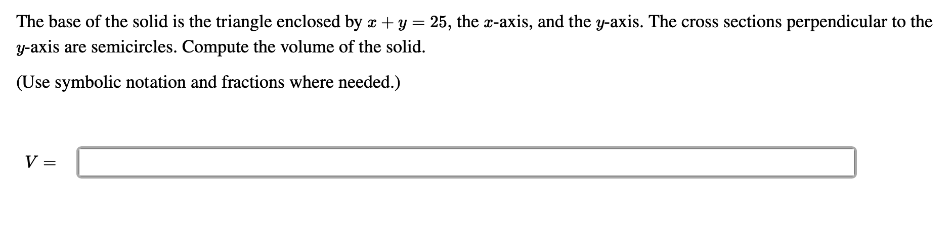 Solved The base of the solid is the triangle enclosed by x + | Chegg.com