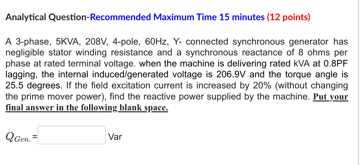 Solved Analytical Question-Recommended Maximum Time 15 | Chegg.com