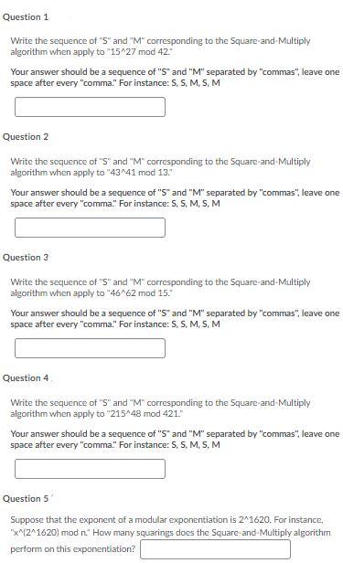 Solved Question 1 Write the sequence of "S" and "M" | Chegg.com
