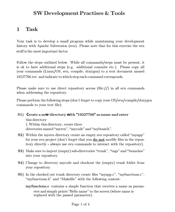 SW Development Practises \& Tools 1 Task Your task is | Chegg.com