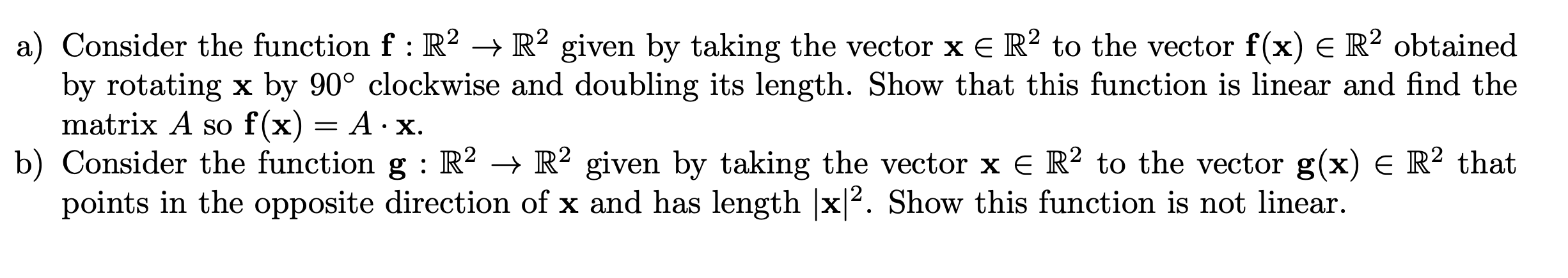 Solved a) ﻿Consider the function f:R2→R2 ﻿given by taking | Chegg.com