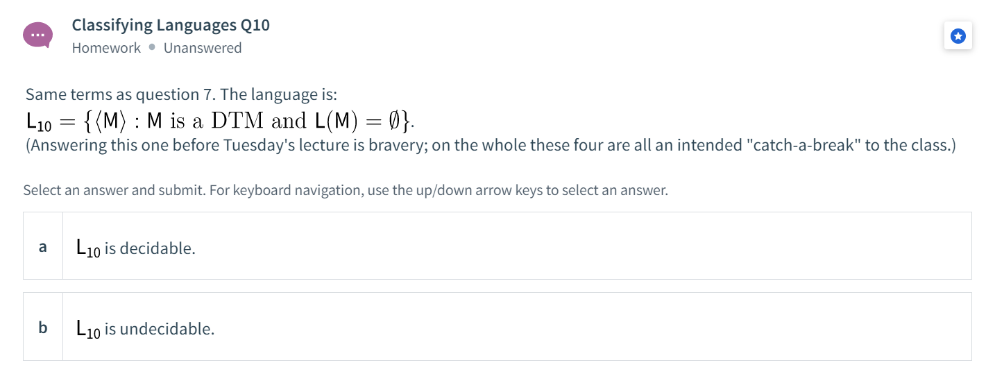 Solved Classifying Languages Q6 Homework. Unanswered | Chegg.com