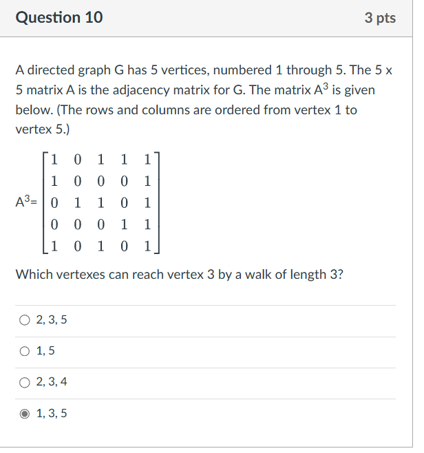 Solved A directed graph G has 5 vertices, numbered 1 through | Chegg.com