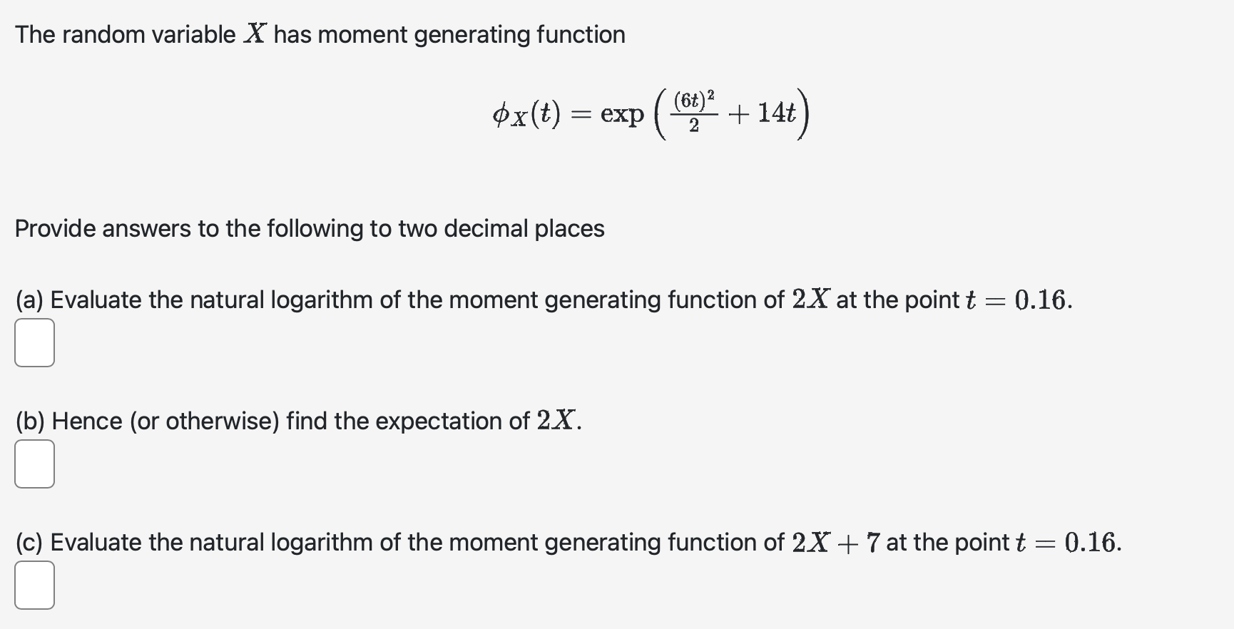 Solved The random variable x ﻿has moment generating | Chegg.com