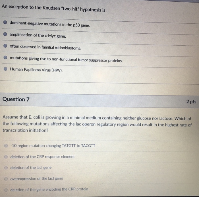 Solved An exception to the Knudsen "two-hit"- hypothesis is | Chegg.com