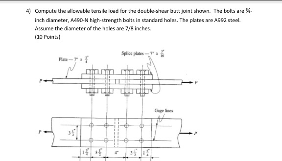 Solved 4) Compute the allowable tensile load for the | Chegg.com