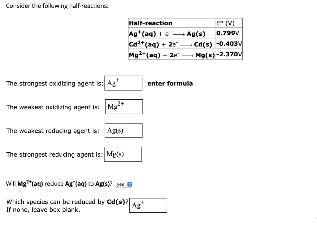 Solved Consider the following halt-reactions: The strongest | Chegg.com