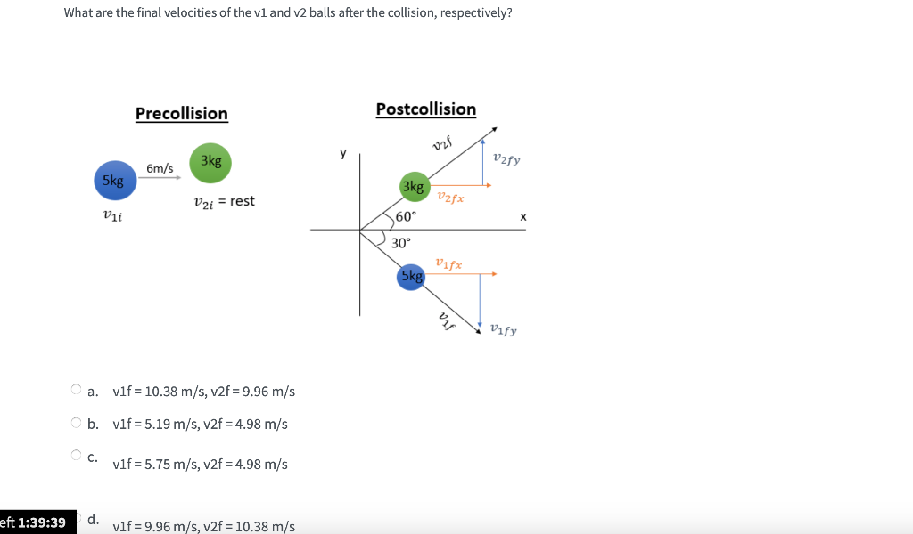 Solved What are the final velocities of the v1 and v2 balls | Chegg.com