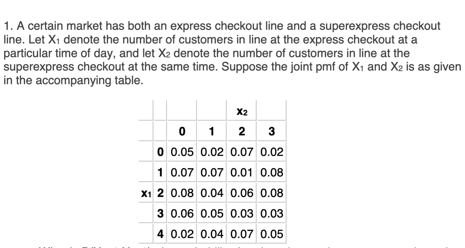 Solved 1. A certain market has both an express checkout line | Chegg.com