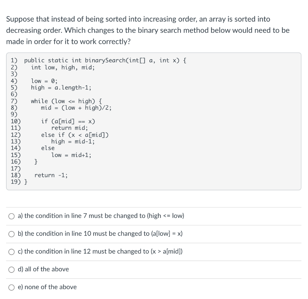 Solved Suppose that instead of being sorted into increasing | Chegg.com