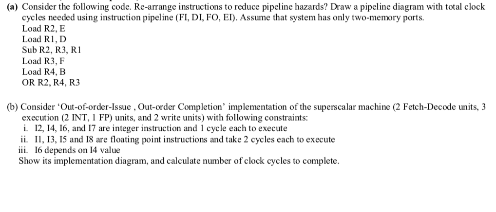 (a) Consider the following code. Re-arrange | Chegg.com