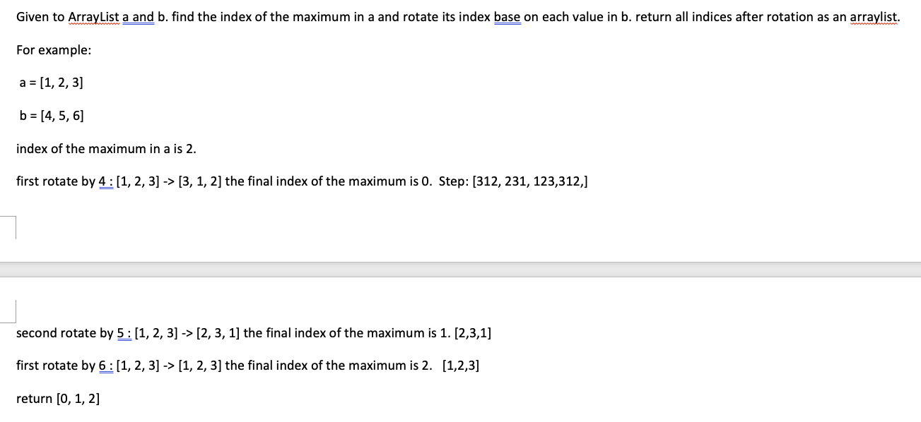 Solved Given to ArrayList a and b. find the index of the | Chegg.com