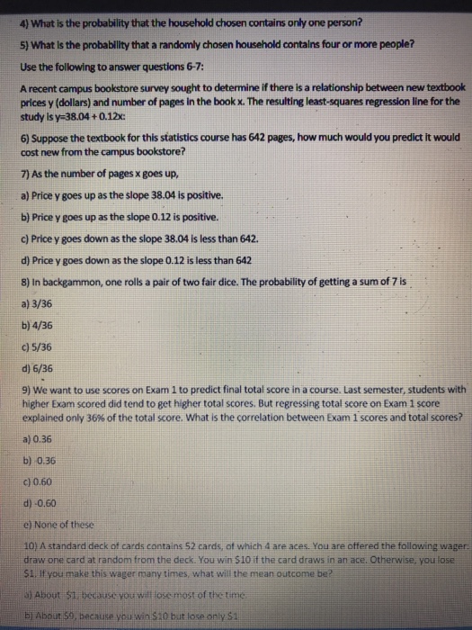 Solved Answer the following questions and show all your work | Chegg.com