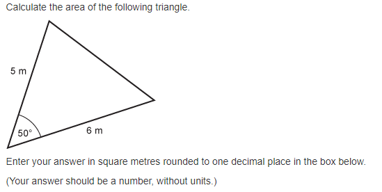 Solved Calculate the area of the following triangle. 5 m 50° | Chegg.com