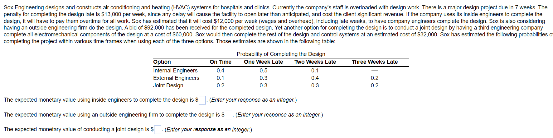 Solved completing the project within various time frames | Chegg.com