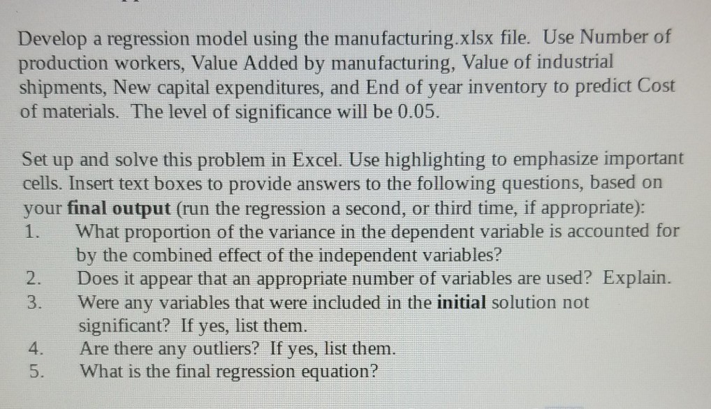 Solved Develop a regression model using the | Chegg.com