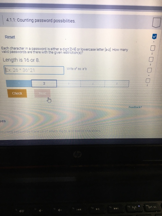Solved 4.1.1:Counting password possibilities. Reset Each | Chegg.com