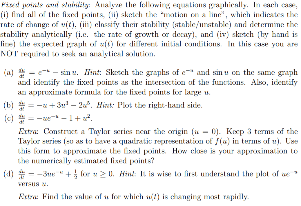 Solved Fixed points and stability. Analyze the following | Chegg.com