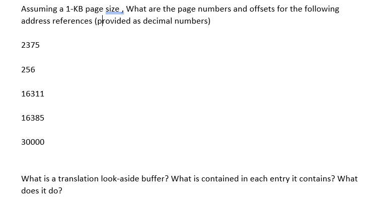 Solved Main Memory Logical and Physical Address Spaces The | Chegg.com