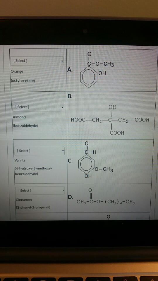 Solved Match The Following Name With The Correct Structure