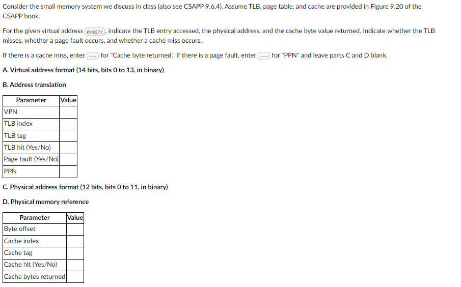 Solved Consider the small memory system we discuss in class | Chegg.com
