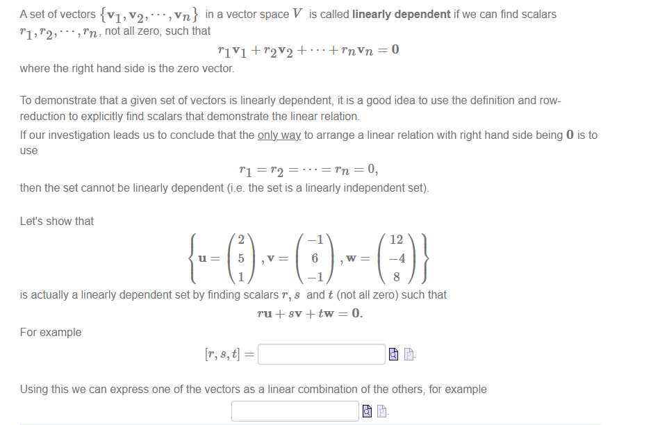 Solved A set of vectors {v1,v2,⋯,vn} in a vector space V is | Chegg.com