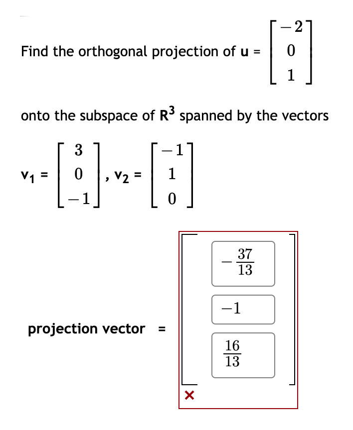 Solved Find the orthogonal projection of u onto the | Chegg.com