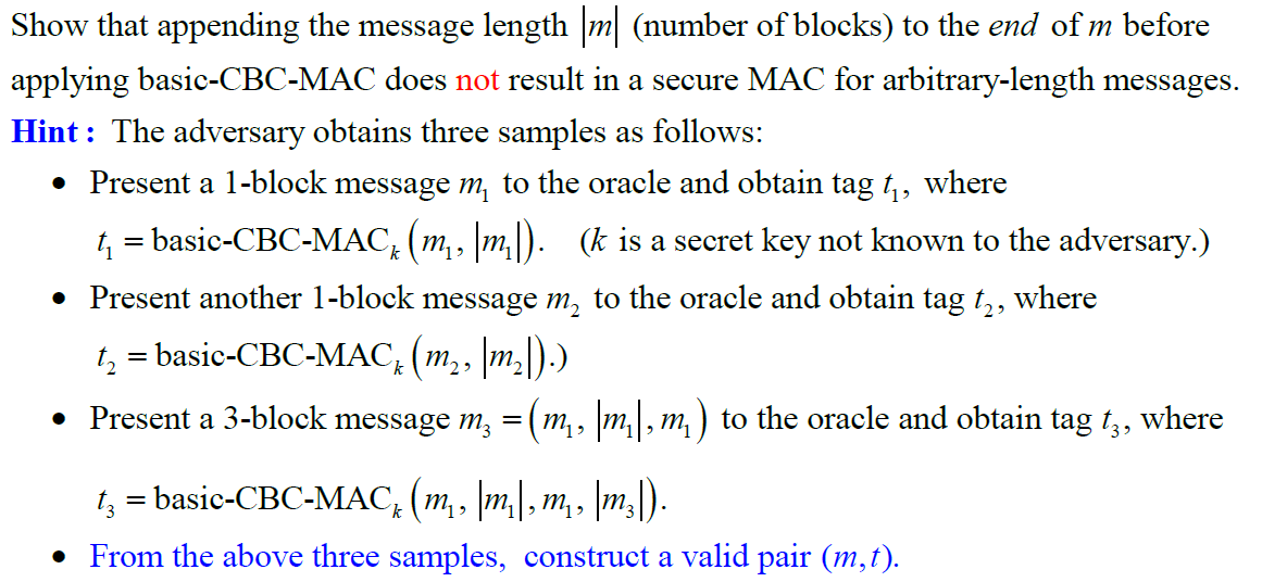 Show that appending the message length \m| (number of | Chegg.com