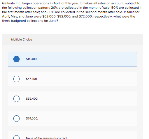Solved Gallonte Inc. began operations in April of this year. | Chegg.com