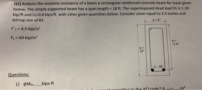 Solved Q1) Analysis the moment resistance of a beam a | Chegg.com