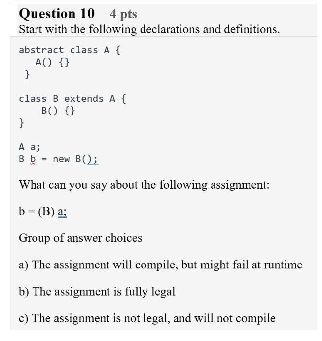 Solved Question 10 4 Pts Start With The Following 