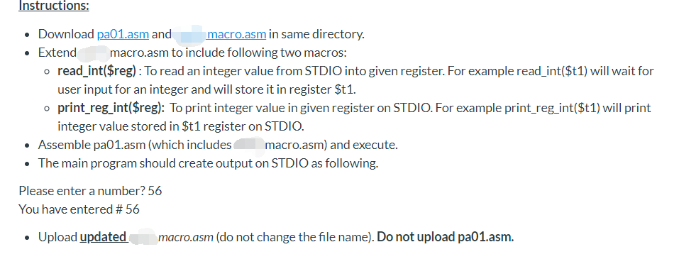 Instructions: . Download pa01.asm and macro.asm in | Chegg.com