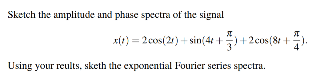 Solved Sketch the amplitude and phase spectra of the signal | Chegg.com
