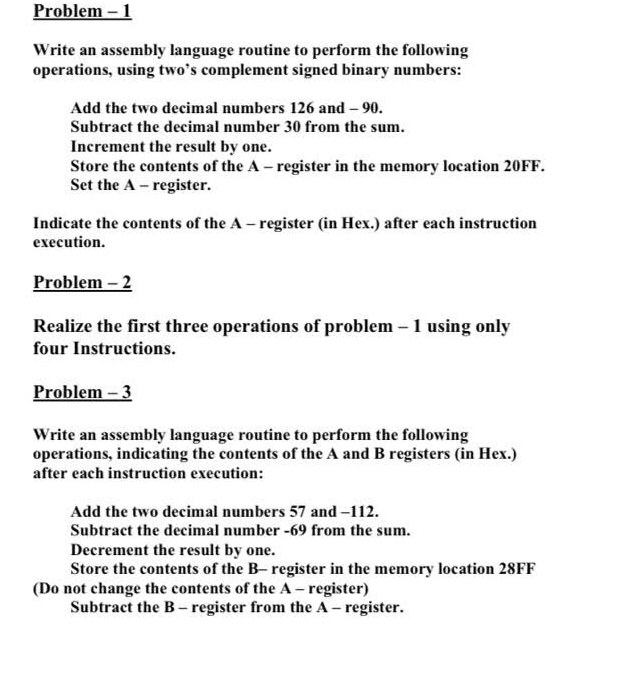 Problem - 1 Write an assembly language routine to | Chegg.com Problem - 1 Write an assembly language routine to | Chegg.com