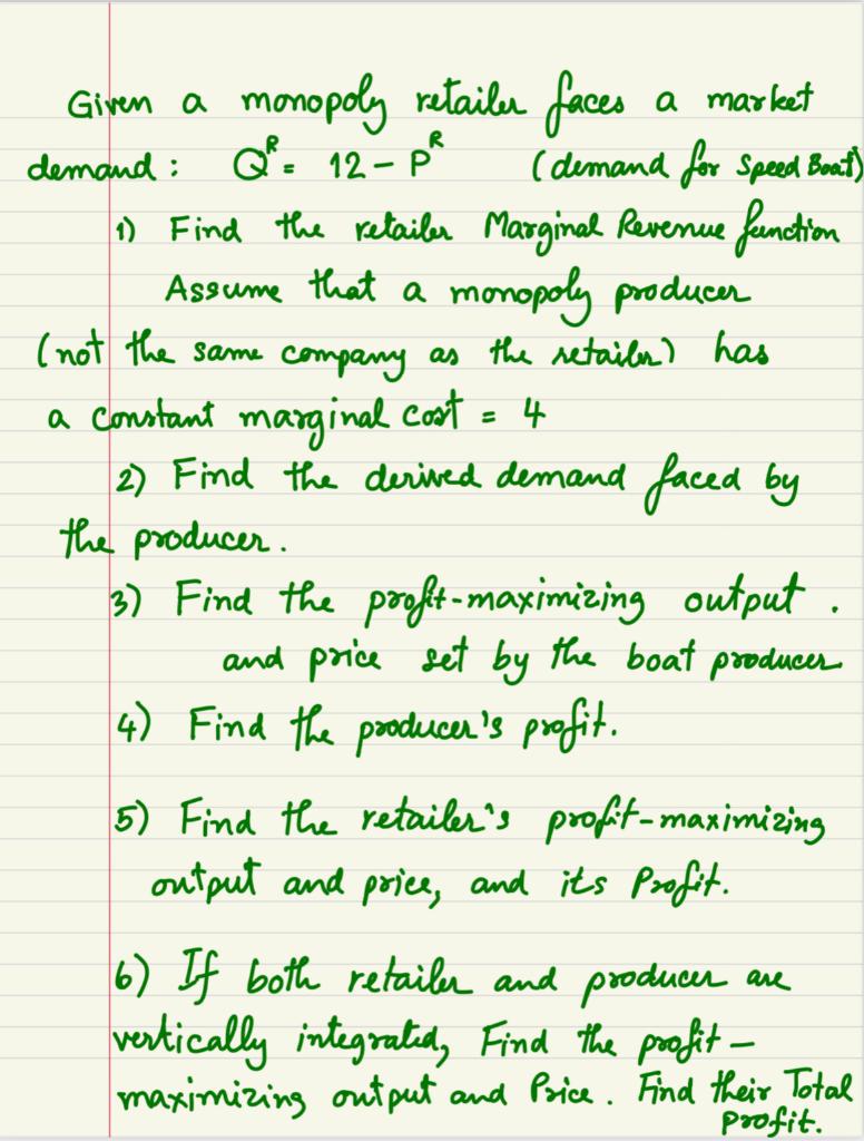 Successive Monopolies (or Double Marginalization) SP | Chegg.com