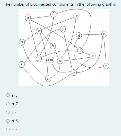 Solved The number of biconnected components in the following | Chegg.com