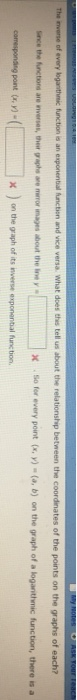 Solved The inverse of every logarithmic function is an | Chegg.com