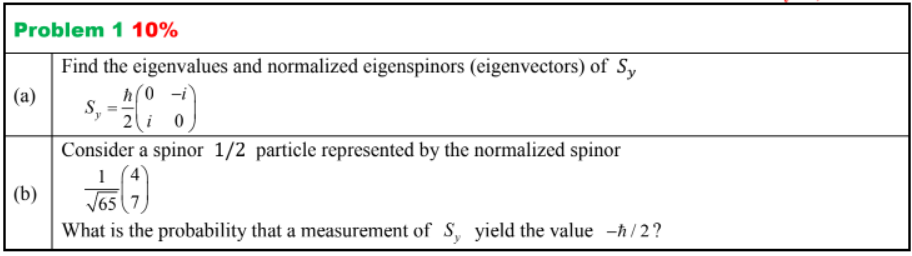 Solved Problem 1 10% Find the eigenvalues and normalized | Chegg.com