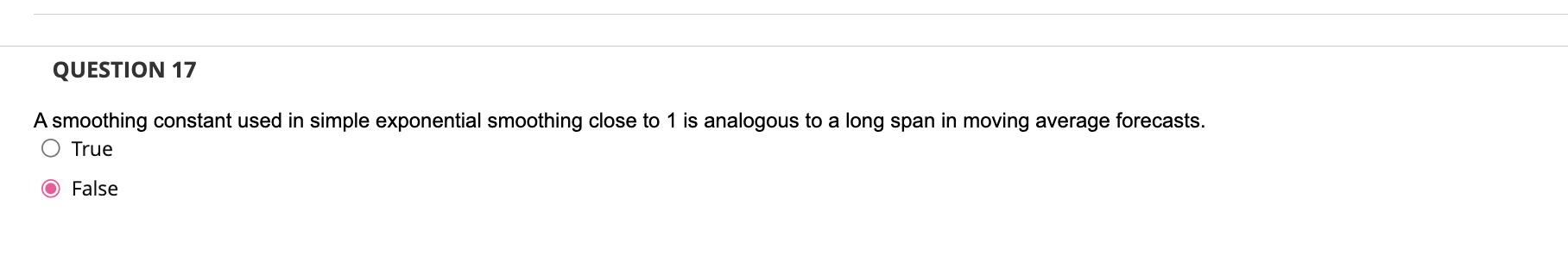 Solved A smoothing constant used in simple exponential | Chegg.com