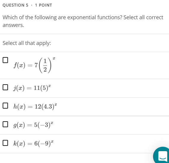 Solved QUESTION 5 : 1 POINT Which of the following are | Chegg.com