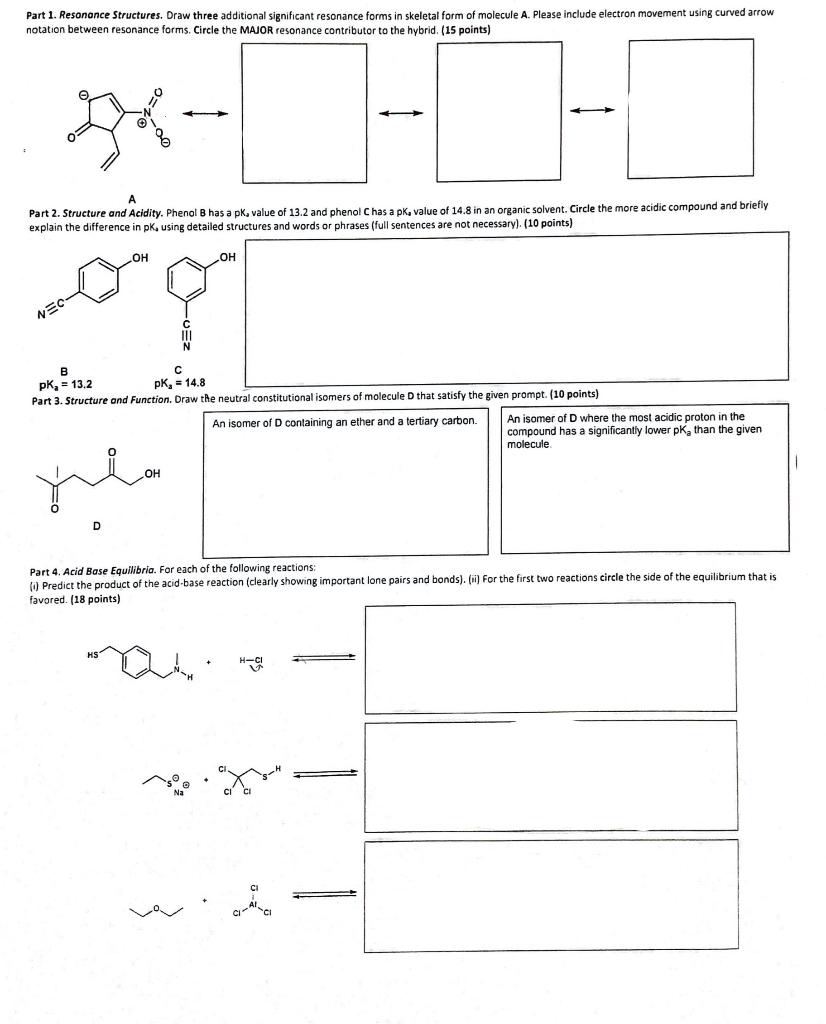 Solved Part 1. Resonance Structures. Draw three additional | Chegg.com
