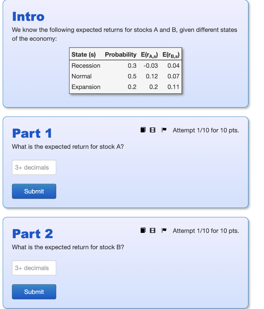 [Solved]: We know the following expected returns for stock