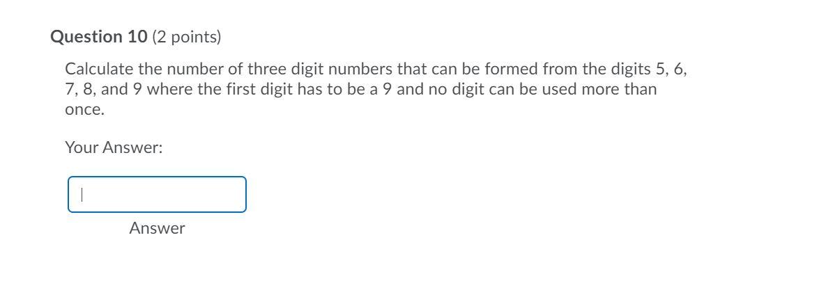 Solved Question 10 (2 points) Calculate the number of three | Chegg.com