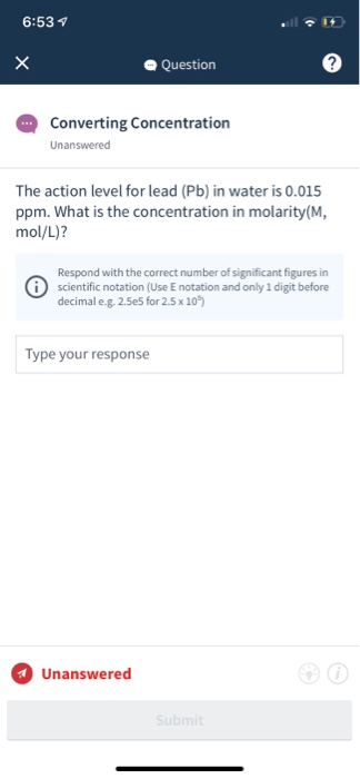 Solved 6:53 X Question Converting Concentration .. | Chegg.com