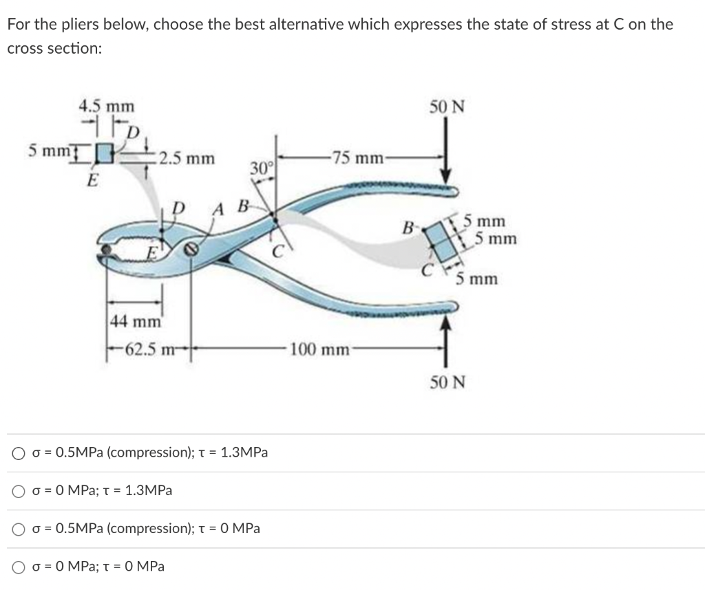 Solved For the pliers below, choose the best alternative | Chegg.com